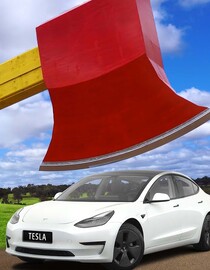 Watch Can Our Giant Axe Chop A Tesla In Half? | Free TV Shows | Fawesome TV